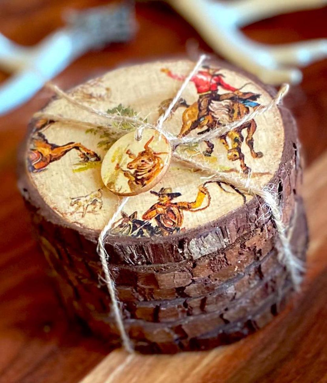 Cowboy Western Wood Coasters - Set of 6 - Etsy