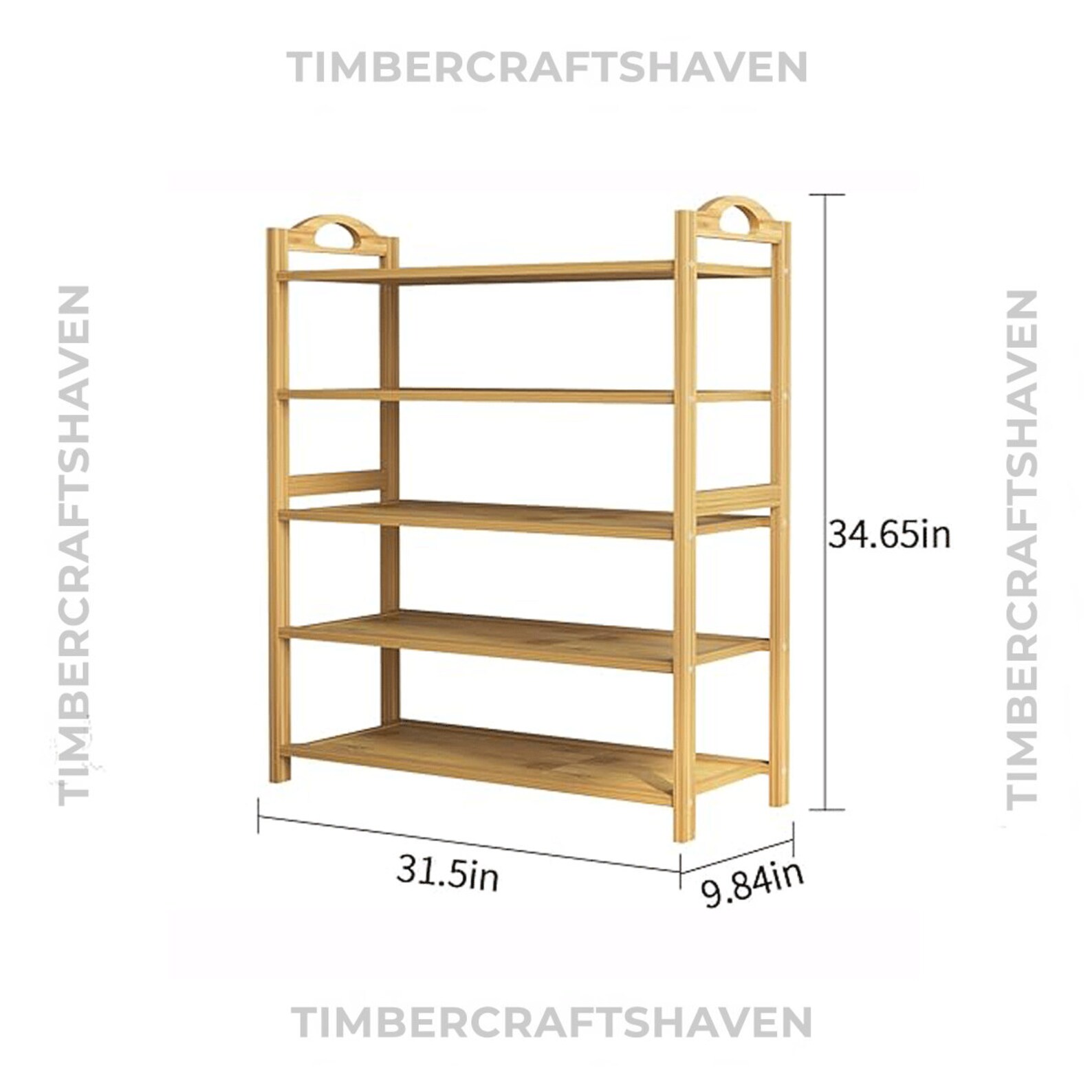 Handmade 5 Tier Bamboo Shoe Rack Entryway Shoe Organizer Wooden Shoe ...