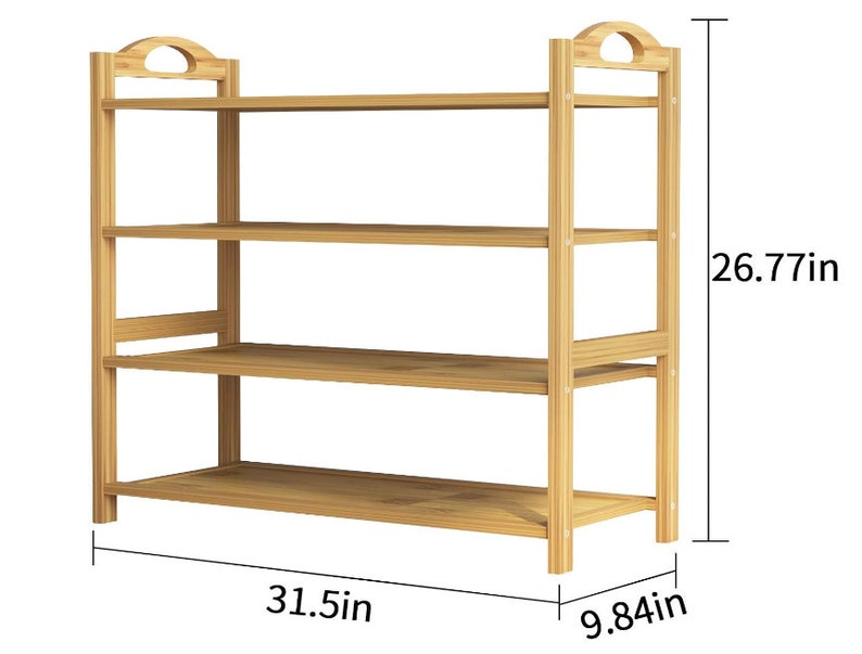 Handmade 5 Tier Bamboo Shoe Rack Entryway Shoe Organizer Wooden Shoe ...
