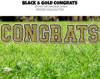 Individual CONGRATS Graduation Foam Board Letters, Black and Gold ...