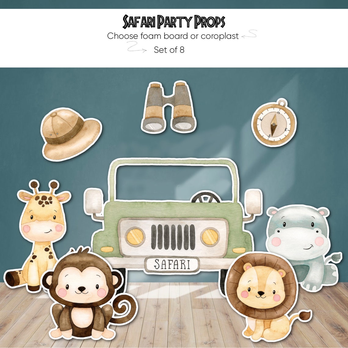 Safari Animals Birthday Party Props, Photo Booth Cutouts - Etsy