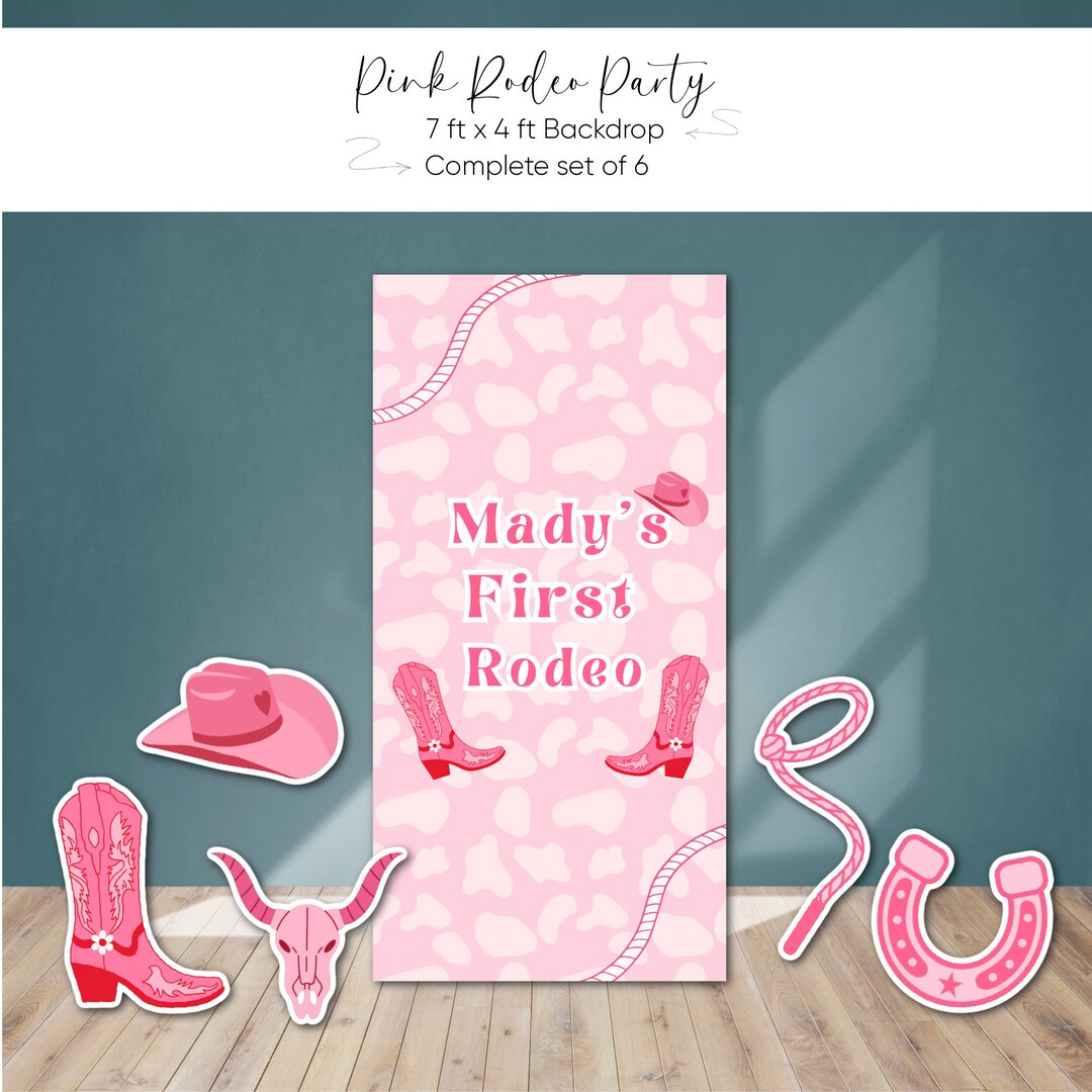 Pink Cowgirl Foam Board Party Prop Set, Pink Western First Birthday ...