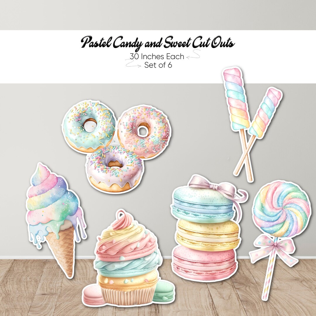 Candy Land Birthday Cutouts, Sweets Party Decor, Set of 6 - Etsy