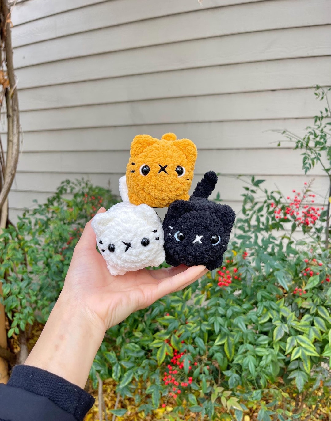 Loaf Cat Plushie, Crochet Mini Loaf Cat Plush, Black Cat Orange Kitty ...