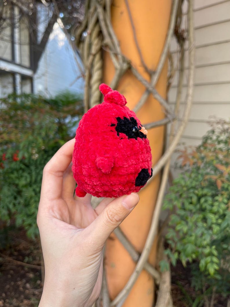 Crochet Cardinal Bird Plushie, Kawaii Cute Chubby Birds, Crochet ...