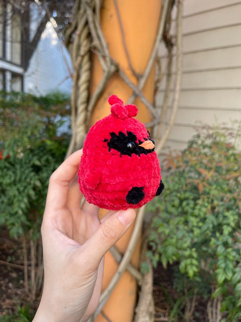 Crochet Cardinal Bird Plushie, Kawaii Cute Chubby Birds, Crochet ...