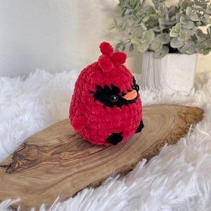 Crochet Cardinal Bird Plushie, Kawaii Cute Chubby Birds, Crochet ...