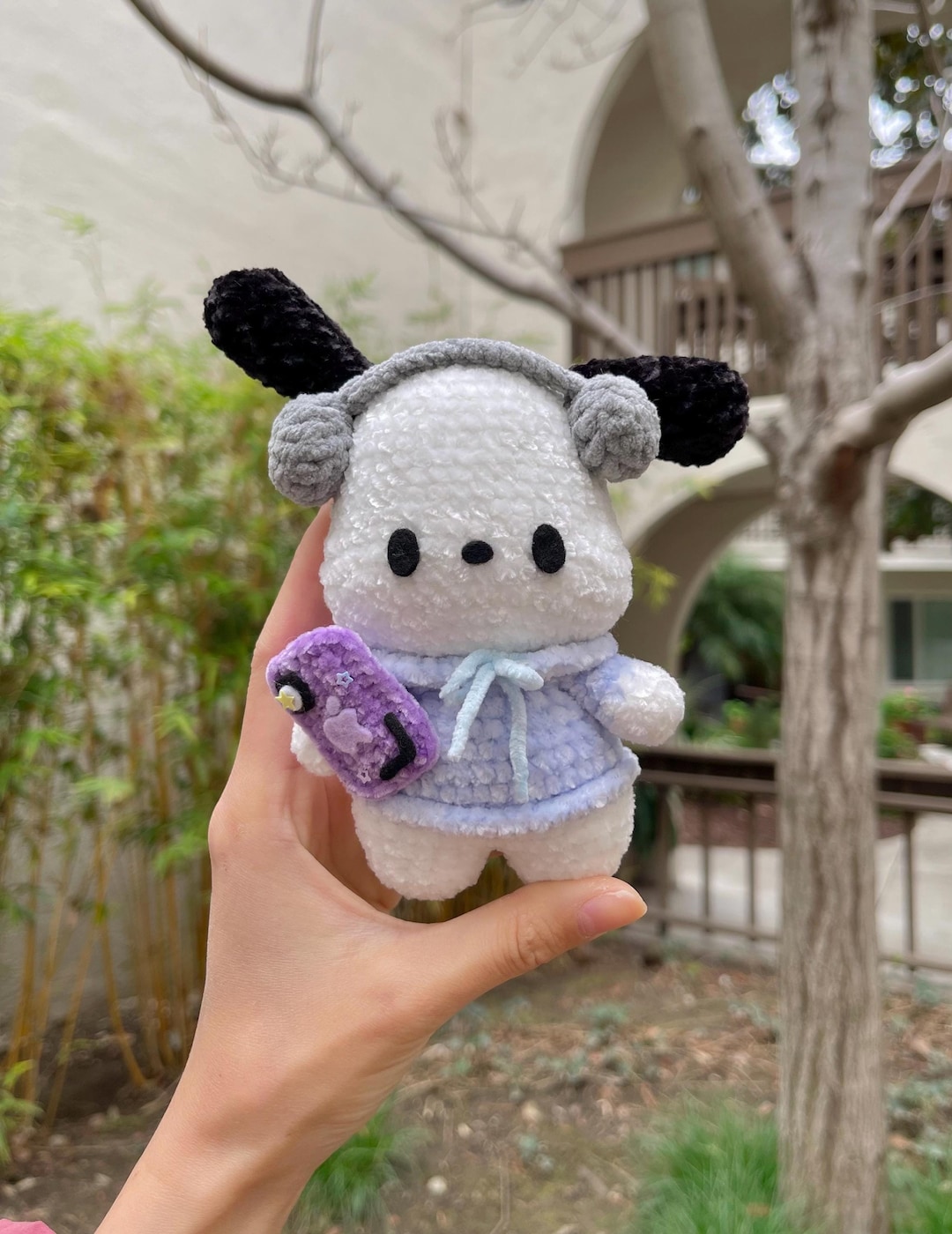 Puppy Crochet Plush Pocha, Headphone Hoodie Dog Amigurumi Plushie ...