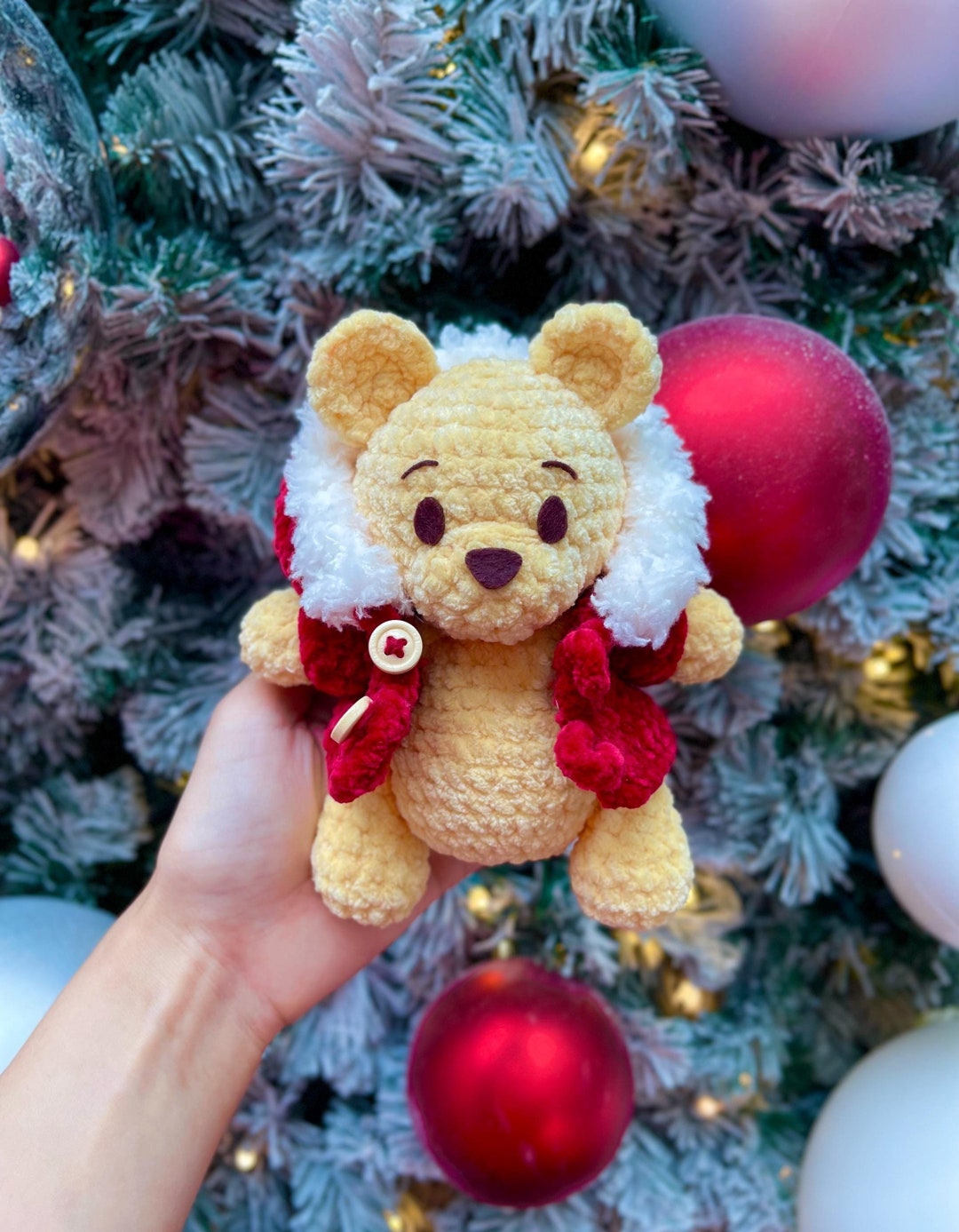 Winnie the Pooh Crochet Plushie, Amigurumi Bear Plush Wearing Hoodie ...