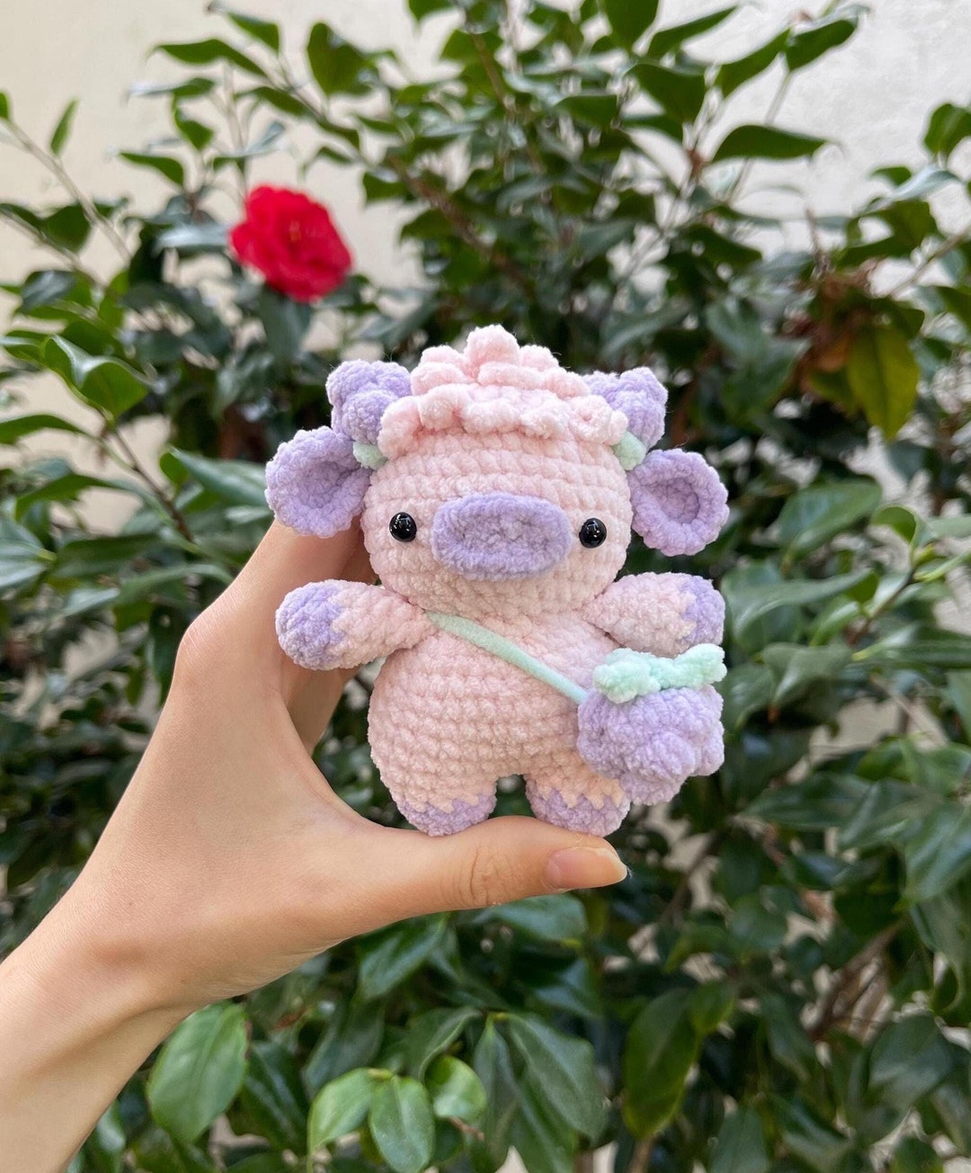 Crochet Cow Plushie, Mini Cow Pink, Highland Cow Plushie, Grape Cow ...