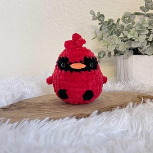 Crochet Cardinal Bird Plushie, Kawaii Cute Chubby Birds, Crochet ...