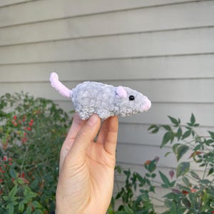 Crochet Rat Plushie, Small Mini Crochet Mouse Plush Rodent, Gray White ...
