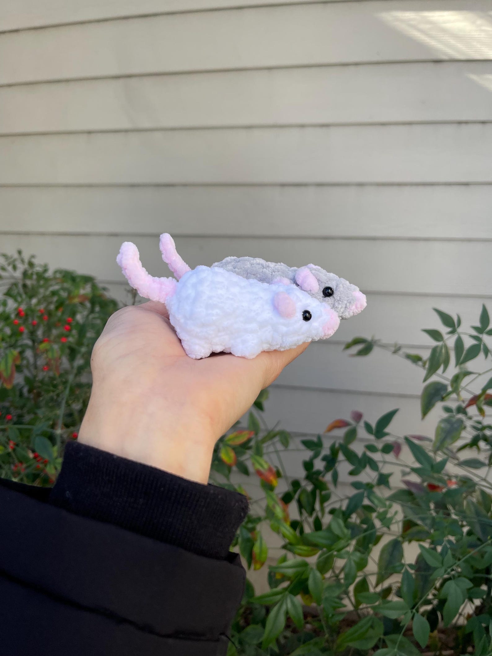 Crochet Rat Plushie, Small Mini Crochet Mouse Plush Rodent, Gray White ...