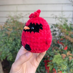 Crochet Cardinal Bird Plushie, Kawaii Cute Chubby Birds, Crochet ...