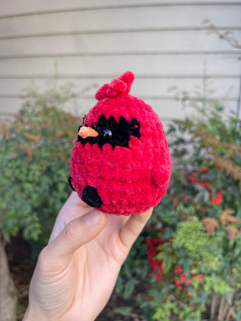 Crochet Cardinal Bird Plushie, Kawaii Cute Chubby Birds, Crochet ...