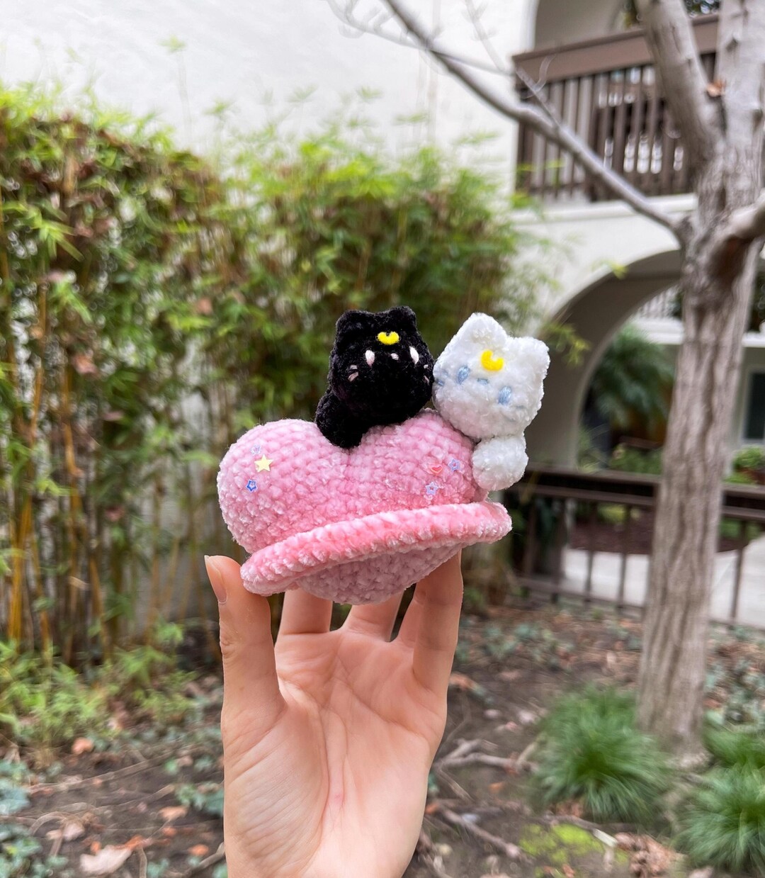 Sailor Moon Cats on Saturn Heart Crochet Plush, Amigurumi Stuffed ...