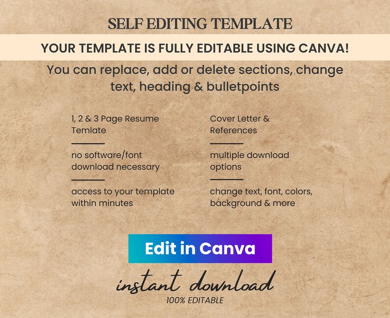 Best Professional Resume CANVA Template 1, 2, 3, 4, 5 Page Resume ...