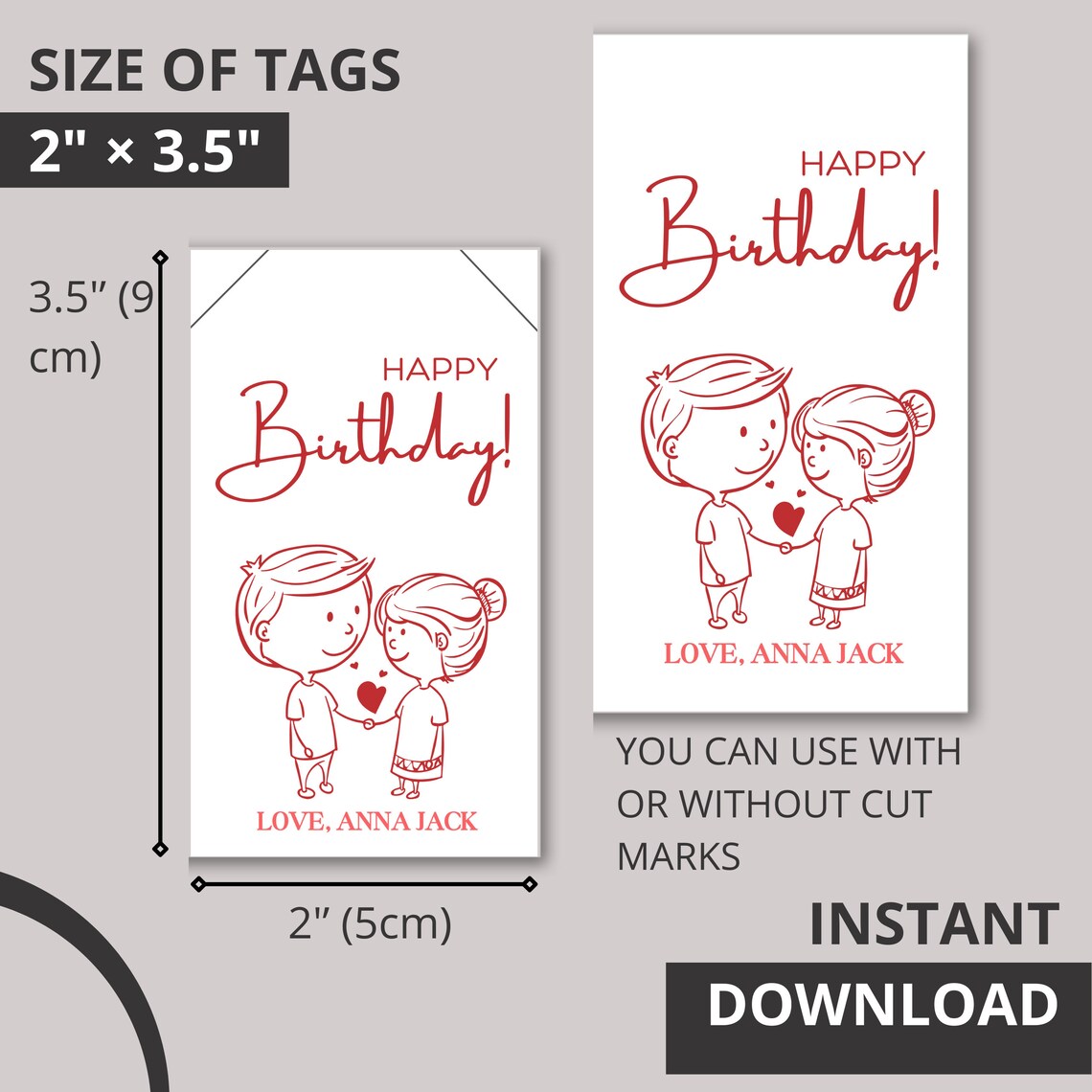 Printable Happy Birthday Gift Tag Template Editable & Printable ...