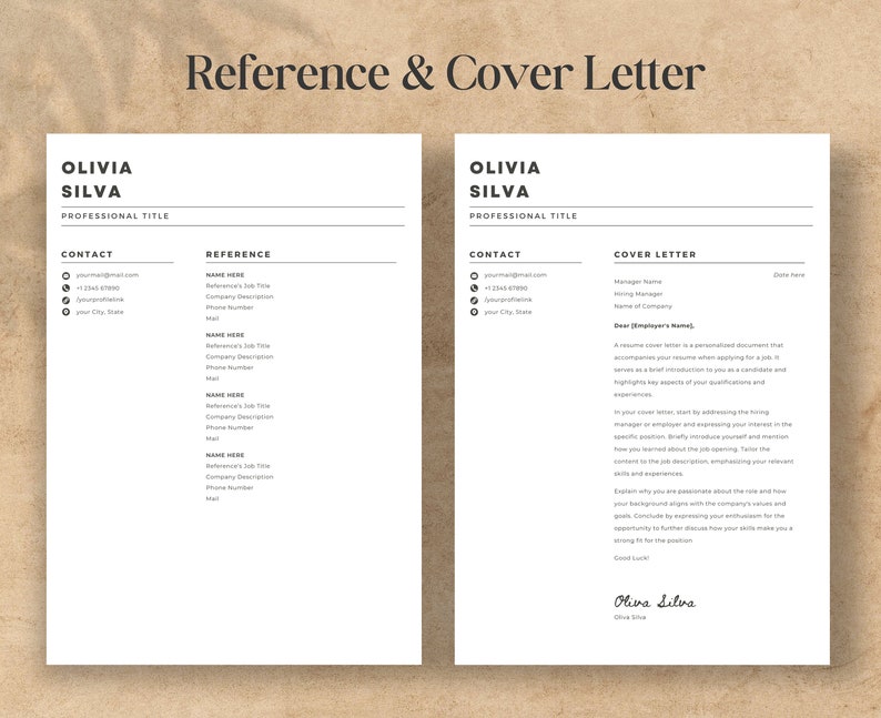 Best Professional Resume CANVA Template 1, 2, 3, 4, 5 Page Resume ...