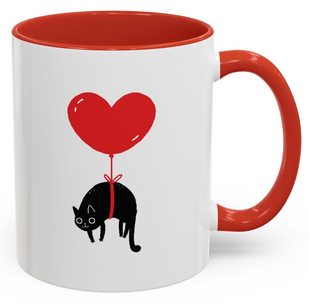 Whimsical Cat Love Coffee Mug, Cute Cat Mug, Cat Lover Gift, Valentine ...