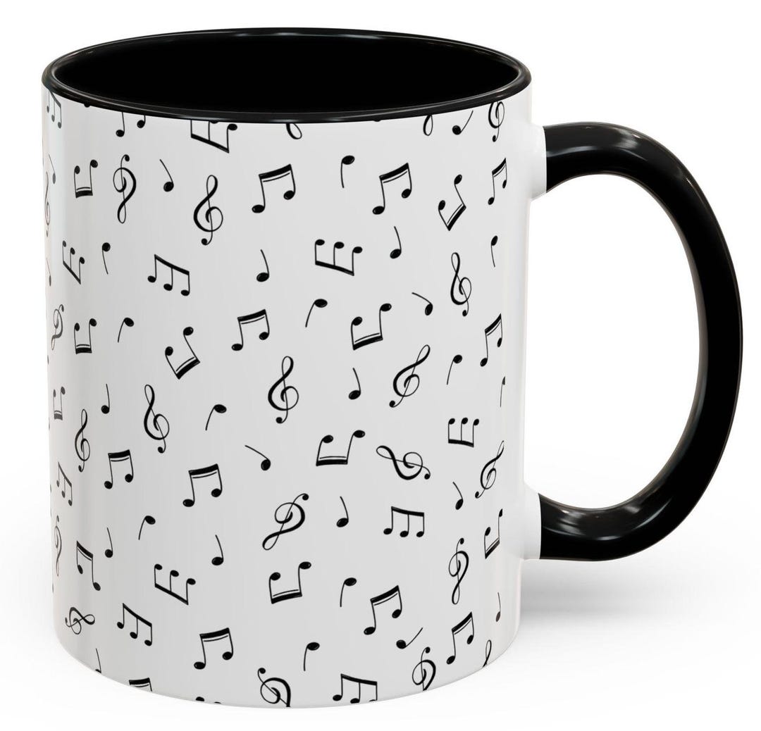 Musical Notes Coffee Mug for Music Lovers, Gift for Musicians, Black ...