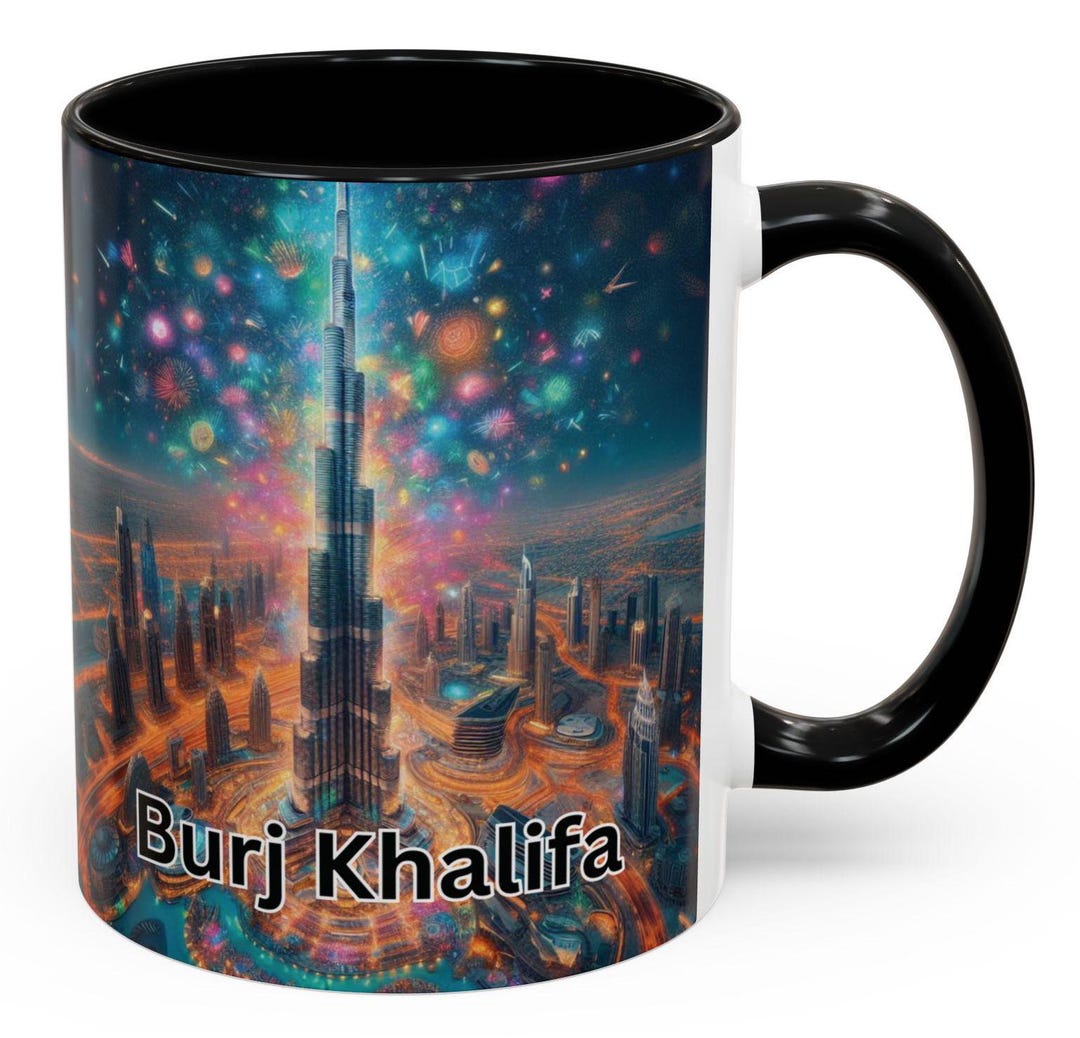 Burj Khalifa Accent Coffee Mug, Dubai Gift, Urban Decor, Skyline Art ...