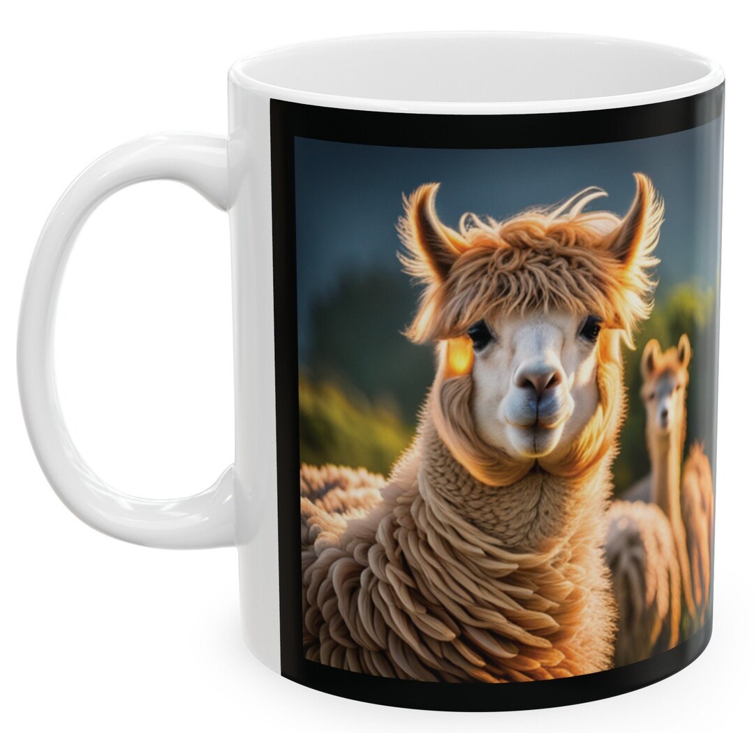 Alpaca Ceramic Mug, 11oz Personalized Gift Animal Mug Outdoor Mug Cute ...