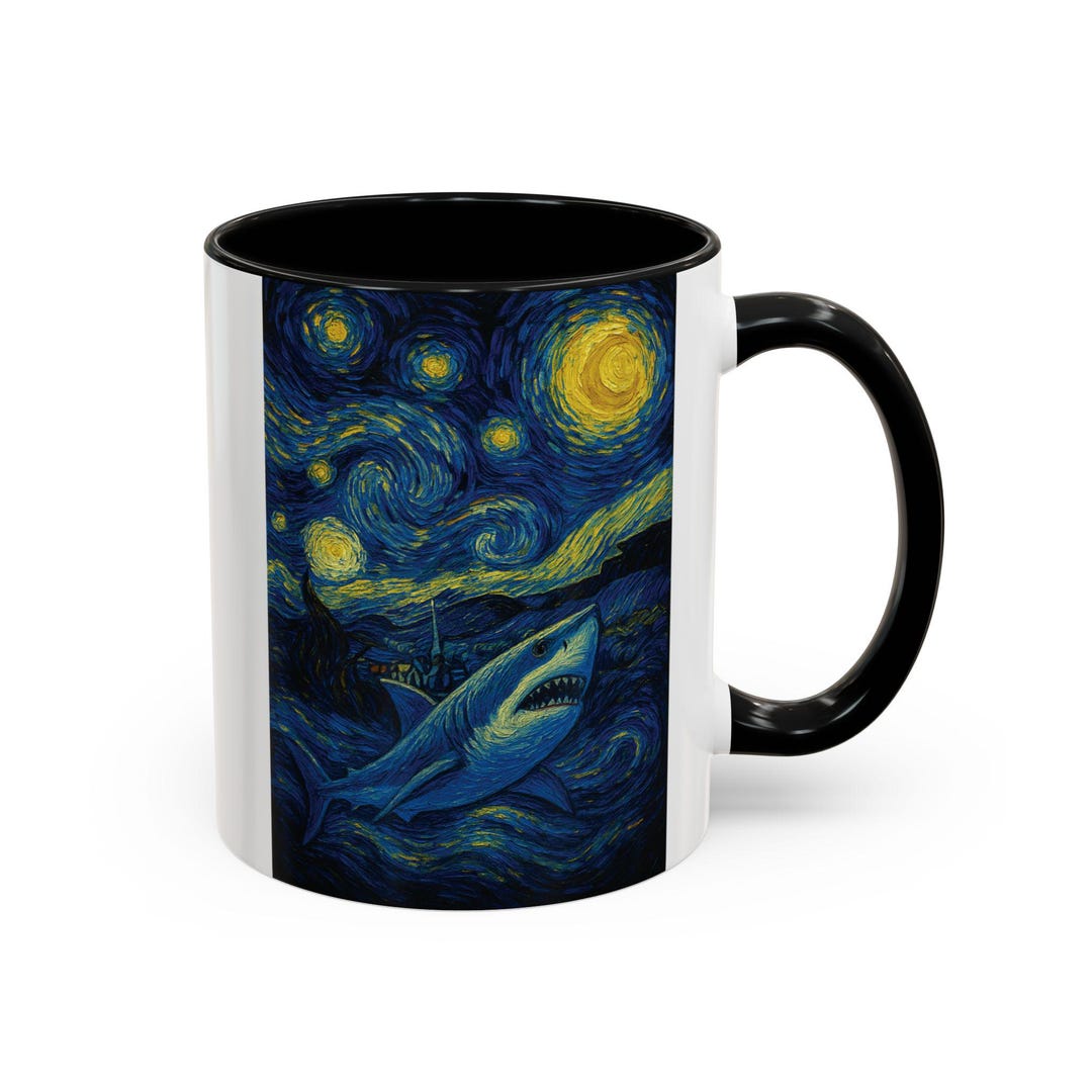 Starry Night Shark Coffee Mug - Perfect for Art Lovers, Gift for ...