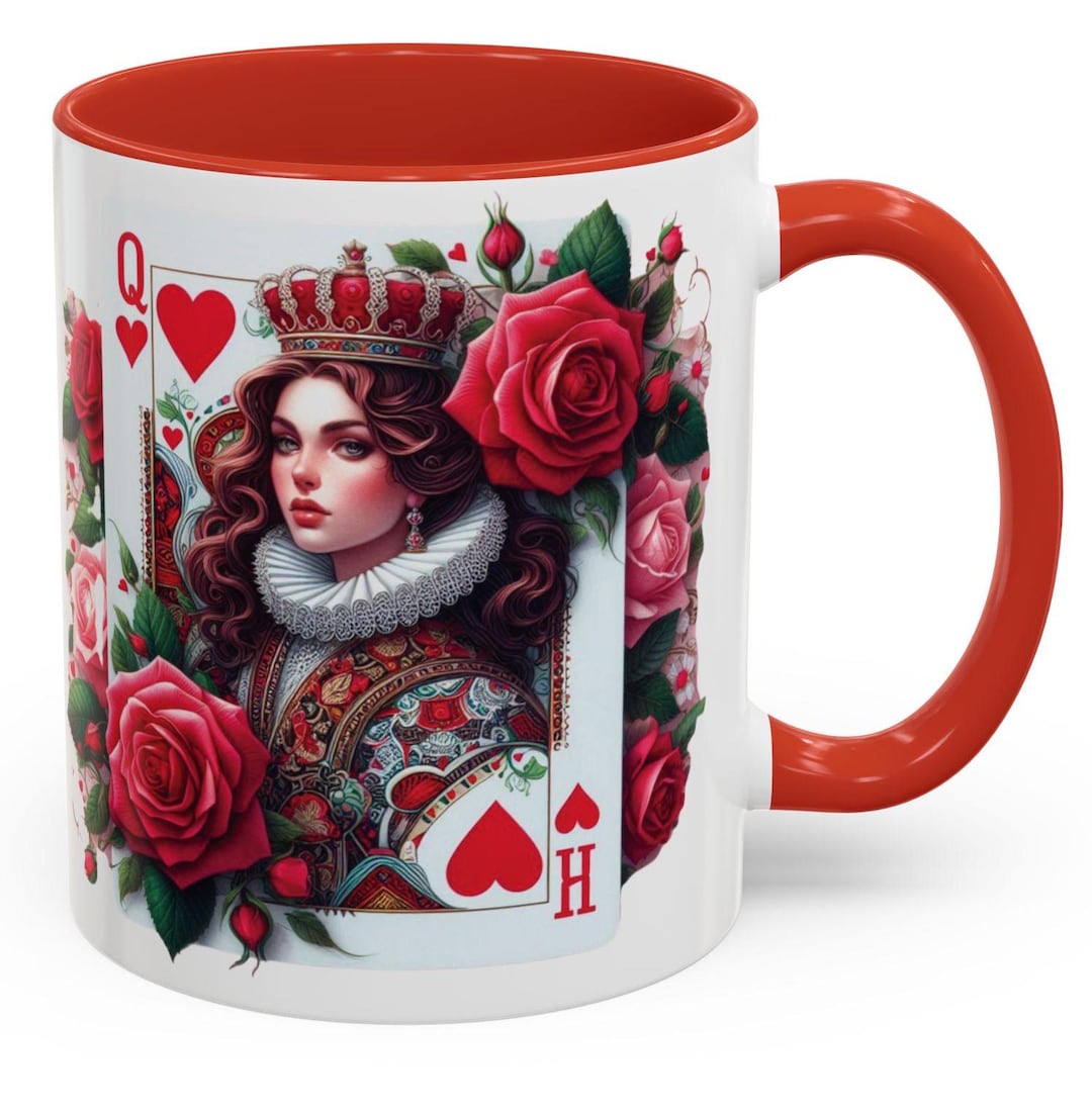 Floral Queen & King Mug - Unique Coffee Cup for Card Lovers, Gift for ...