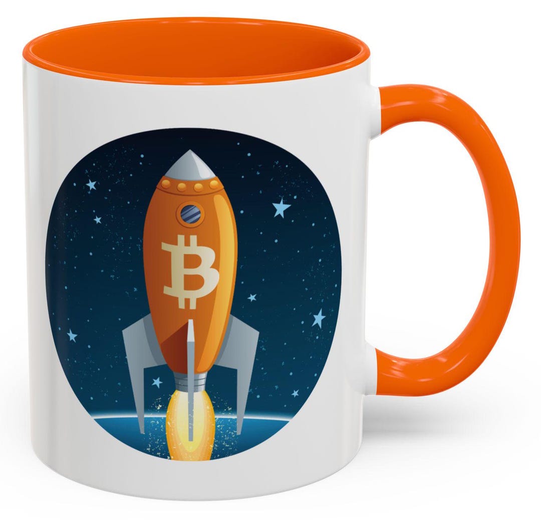Bitcoin Rocket-theme Coffee Mug, Space Lover Gift, Bitcoin Enthusiast ...