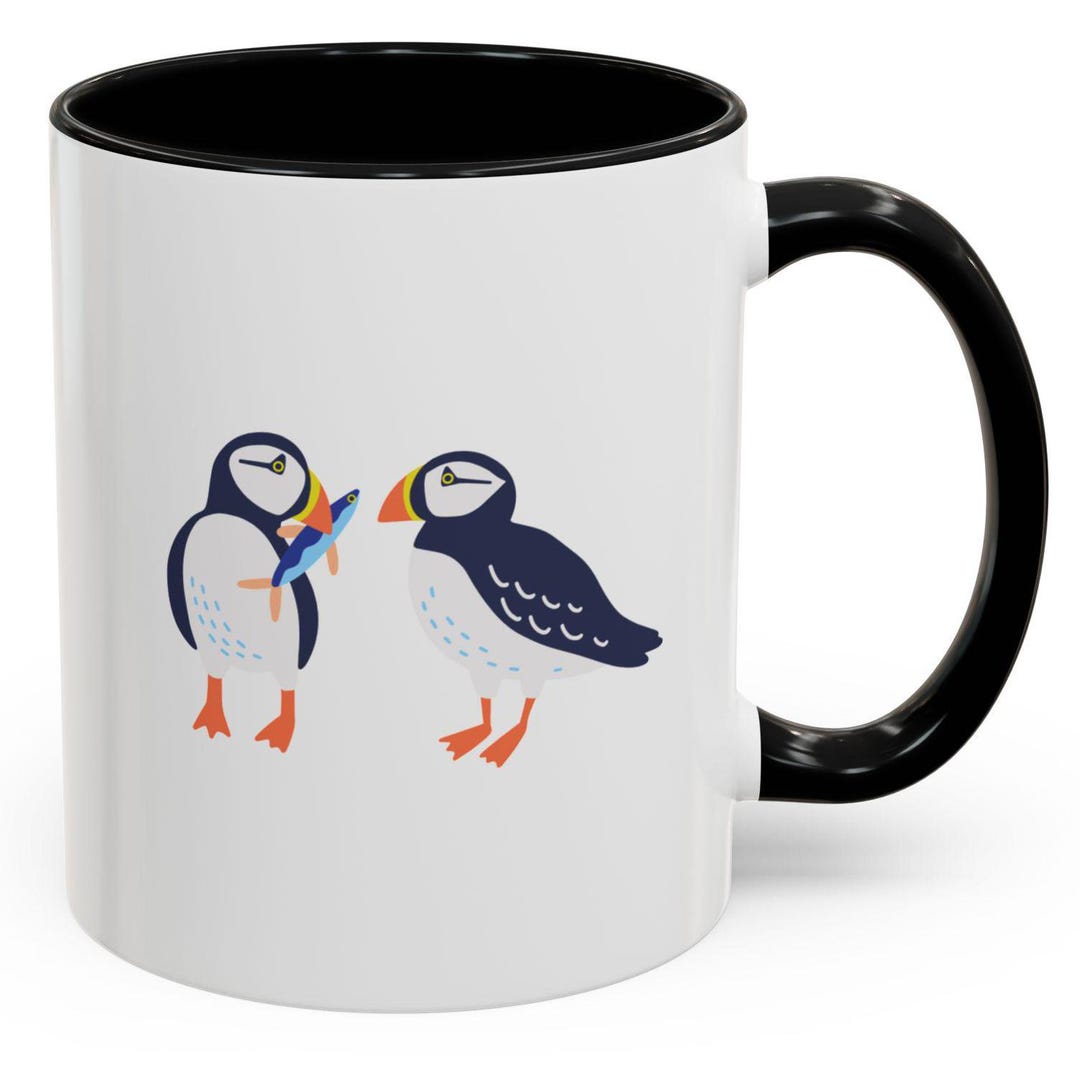 Charming Puffin Coffee Mug, Cute Bird Lover Gift, Colorful Puffin ...