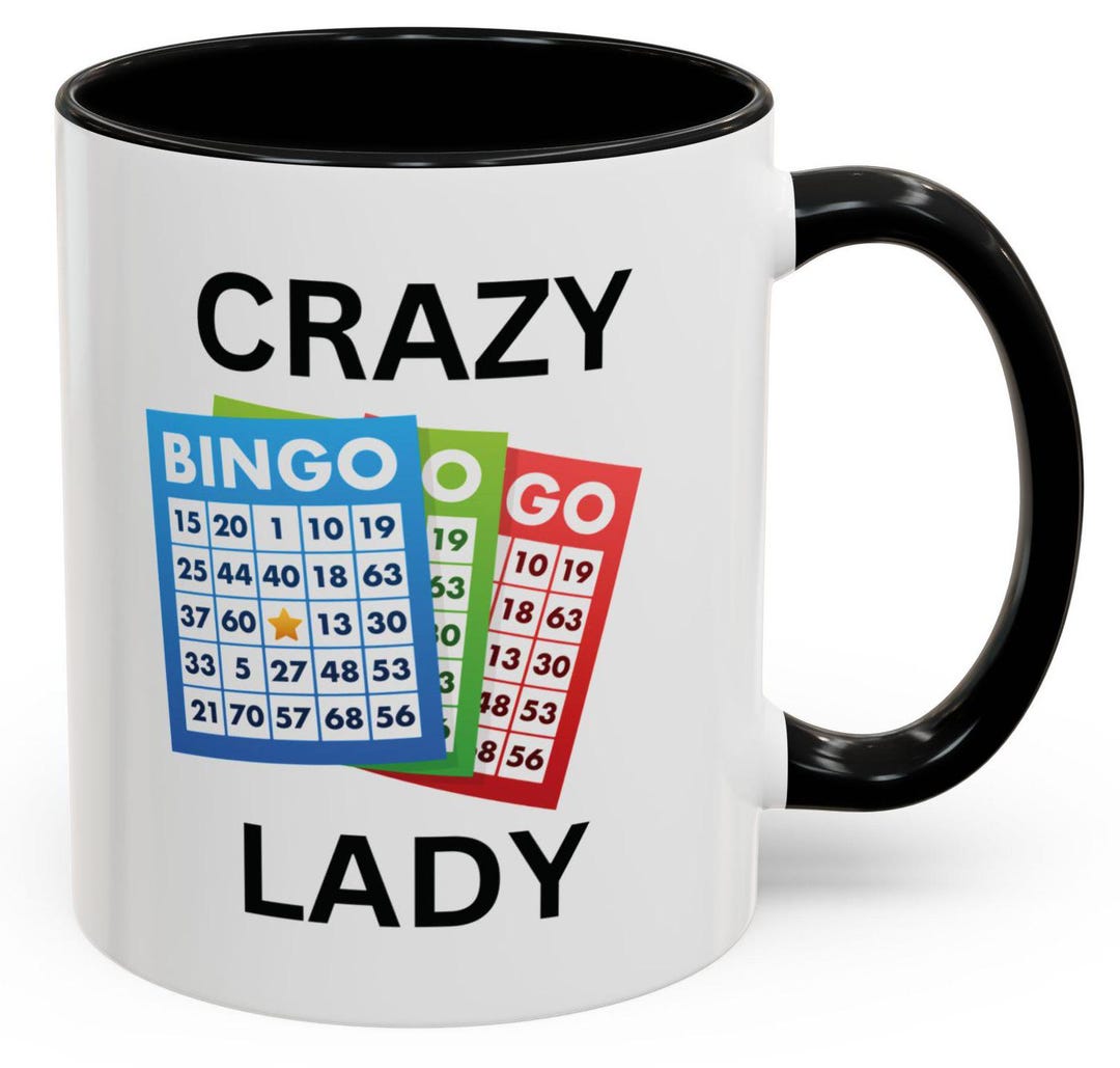 Crazy Bingo Lady Coffee Mug, Fun Gift for Bingo Lovers, Unique Drinking ...