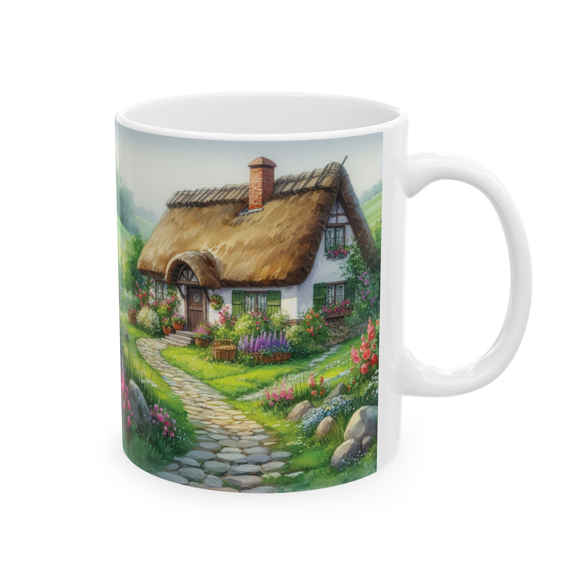 A Thatched Roof Cottage in the Country Side Ceramic Mug, 11oz ...