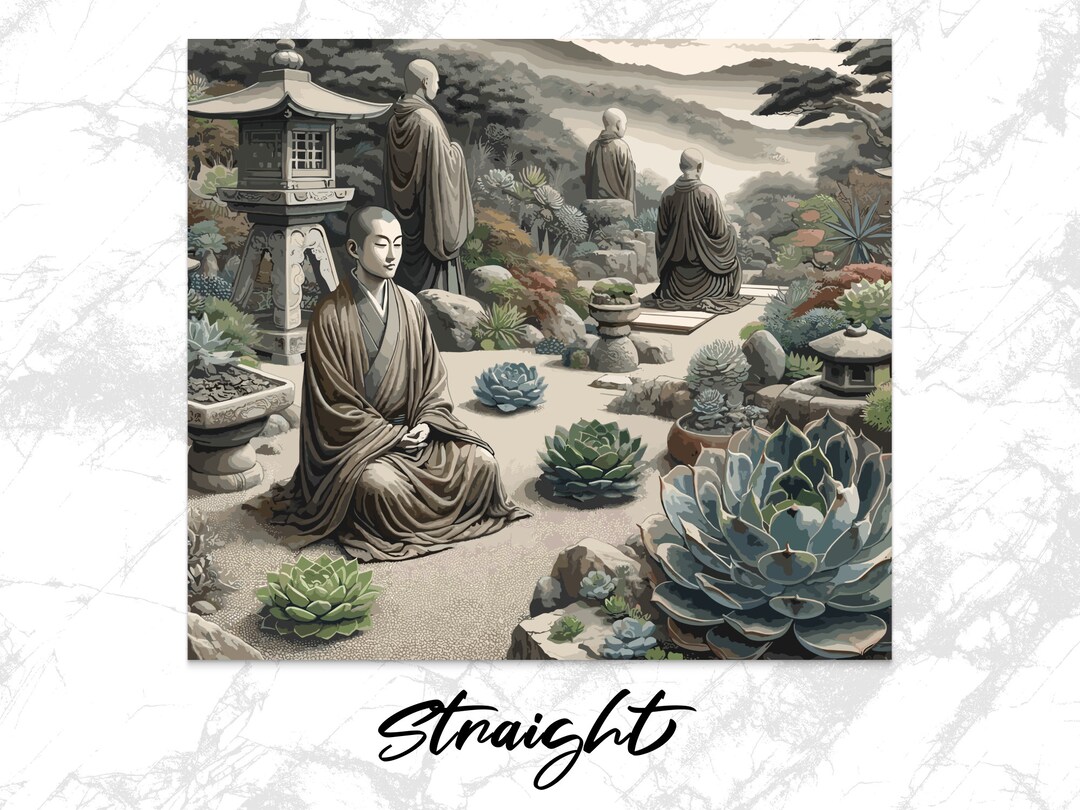 Asian Cactus Print, Zen Garden Clipart, Mindfulness Meditation ...