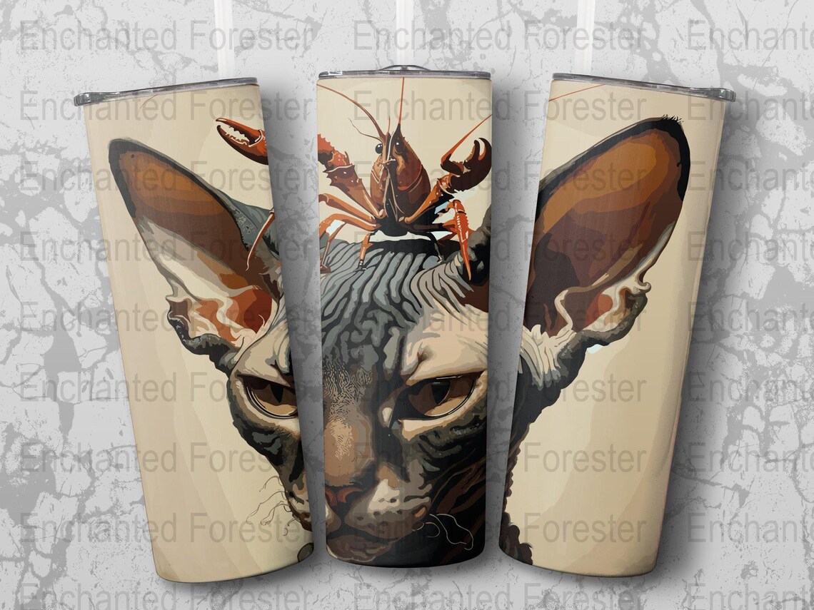 Funny Sphynx Cat Crawfish Hat Art - Whimsical Pet Print (digital ...