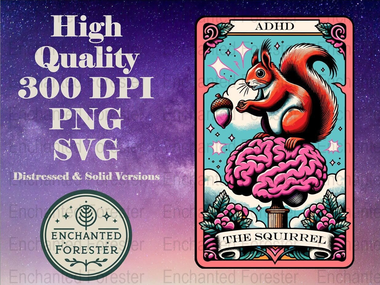 ADHD Tarot Card SVG, Printable Tarot PNG, Funny, Personality Tarot Card ...