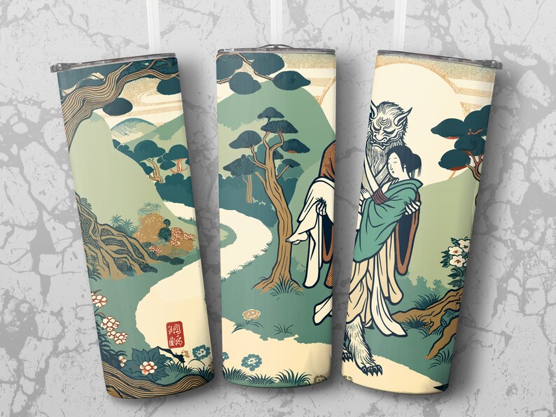 Yokai Maiden Asian Inspired Japanese Retro Vibe Oni Demon Print - Ukiyo ...