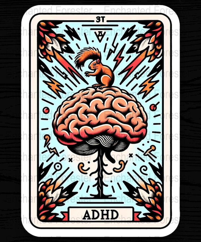 ADHD Tarot Card SVG, Printable Tarot PNG, Funny, Personality Tarot Card ...