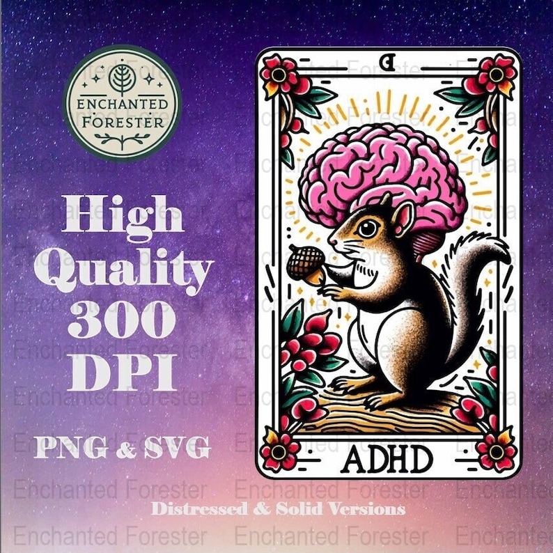 Funny ADHD SVG Tarot Card Tarot PNG Digital, Personality Tarot Card ...