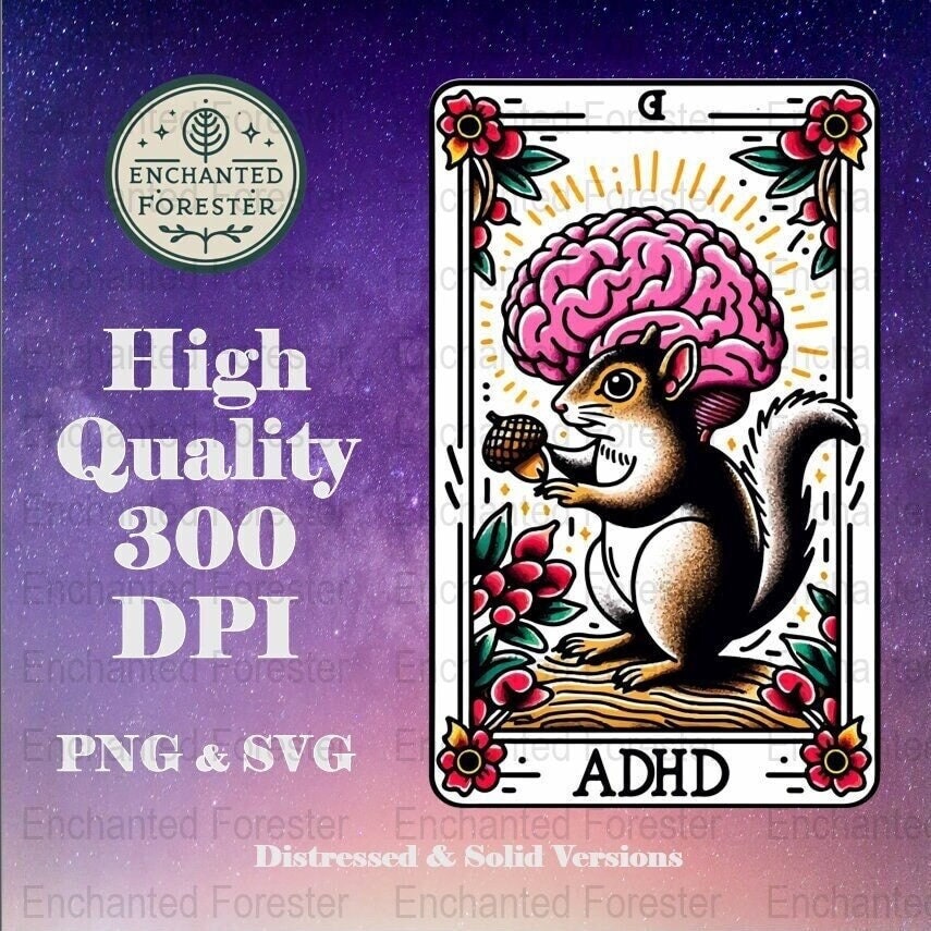 Funny ADHD SVG Tarot Card Tarot PNG Digital, Personality Tarot Card ...