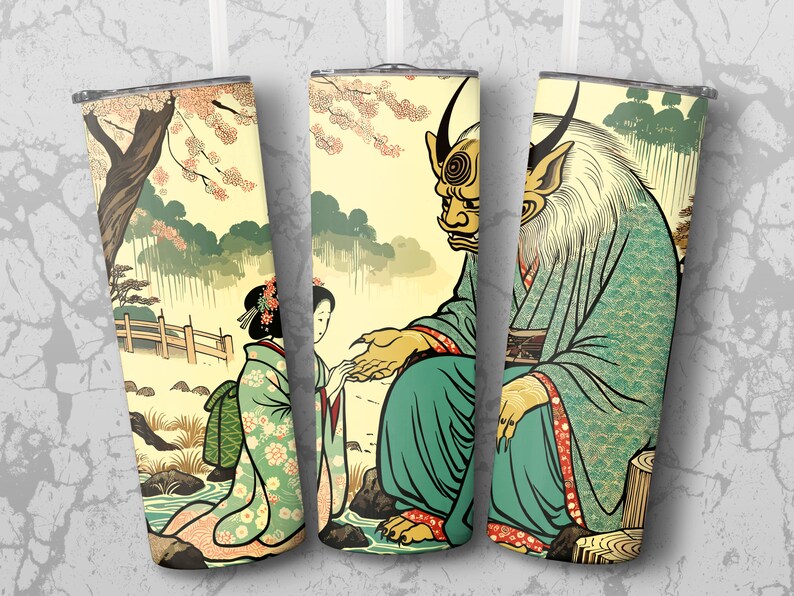 Yokai Geisha Japanese Oni Demon Asian Inspired Retro Vibe Print - Ukiyo ...