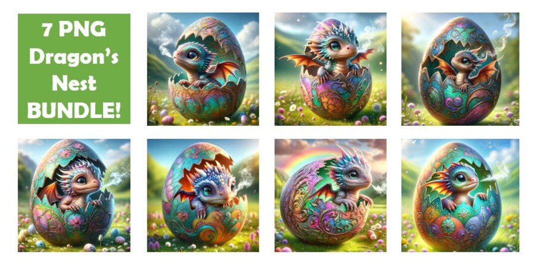 Baby Dragon Egg Clipart: Sublimation Design Bundle (digital Download ...