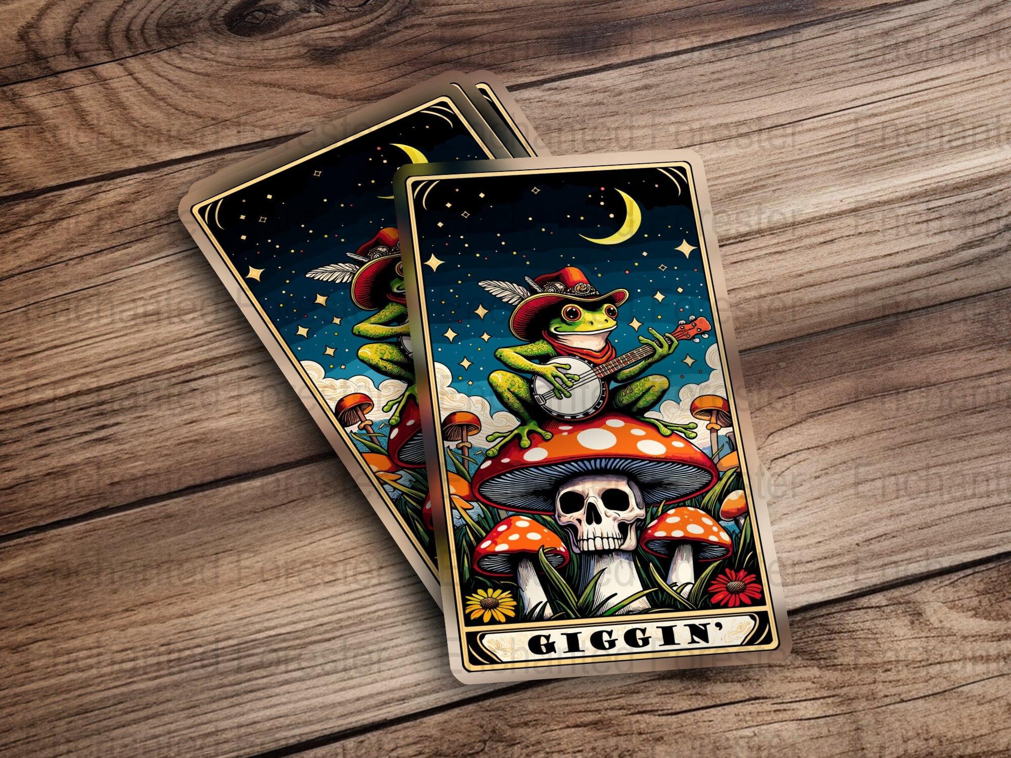 Frog Banjo Tarot Card Print: Skull Mushroom Art (PNG, SVG) - Etsy