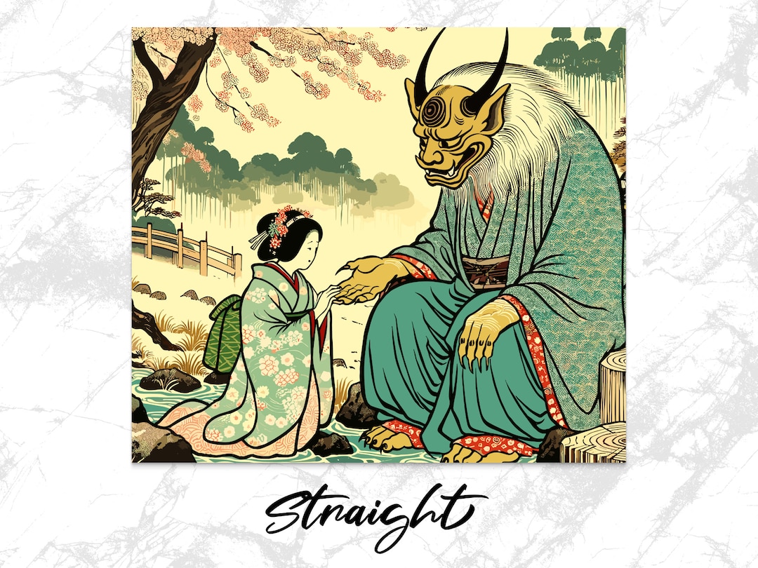 Yokai Geisha Japanese Oni Demon Asian Inspired Retro Vibe Print - Ukiyo ...