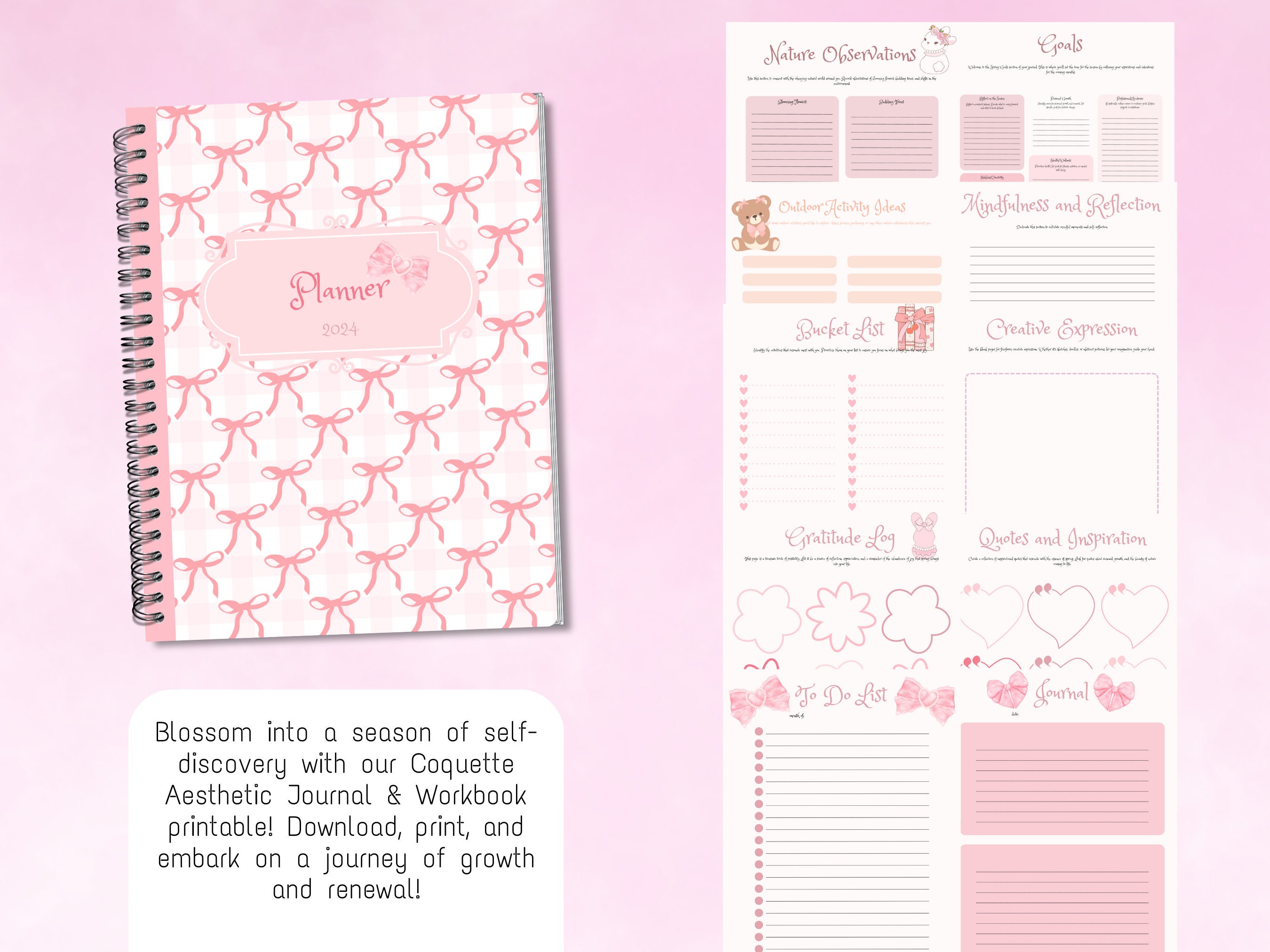 Coquette Digital Planner Cute Digital Planner Vintage Style Planner ...