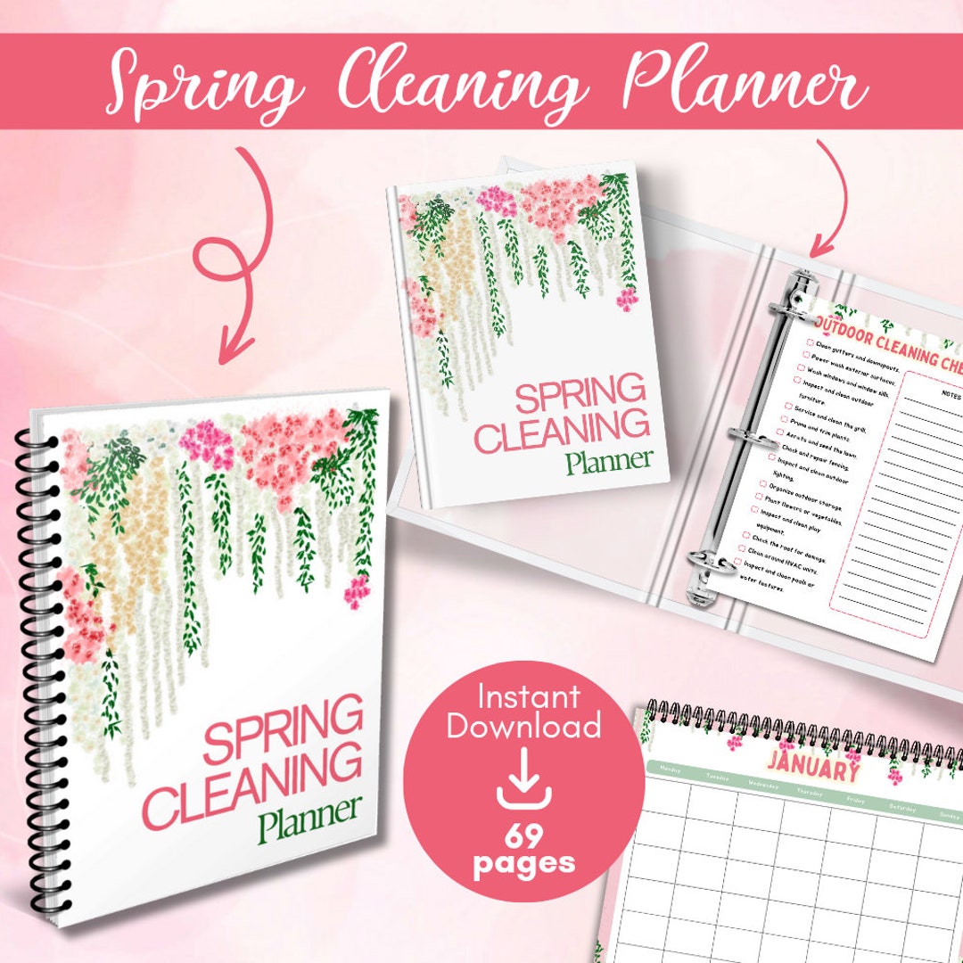 Printable Pink Spring Cleaning Calendar Planner Home Organization ...