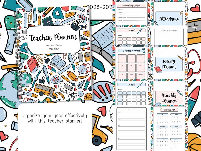 Customizable Lesson Planner Academic Year Teacher Planner Organizer ...