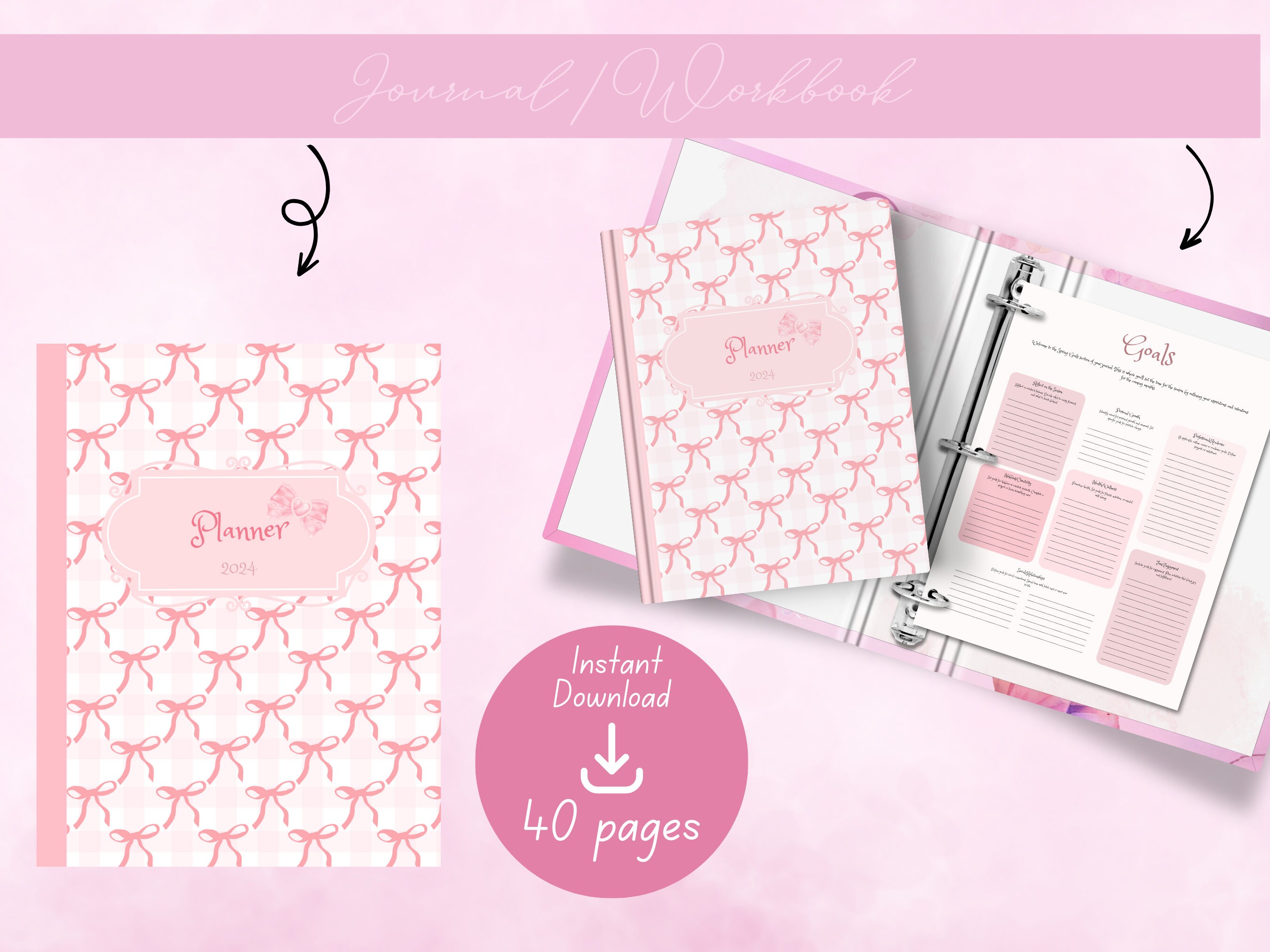 Coquette Digital Planner Cute Digital Planner Vintage Style Planner ...
