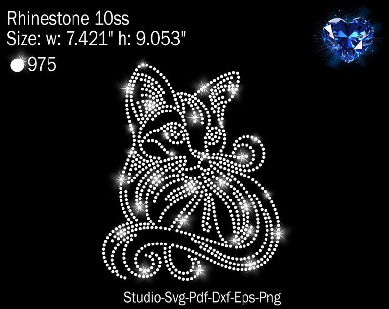 Cat Rhinestone, Cat Svg, Rhinestone Svg, Rhinestone Template, Pet ...