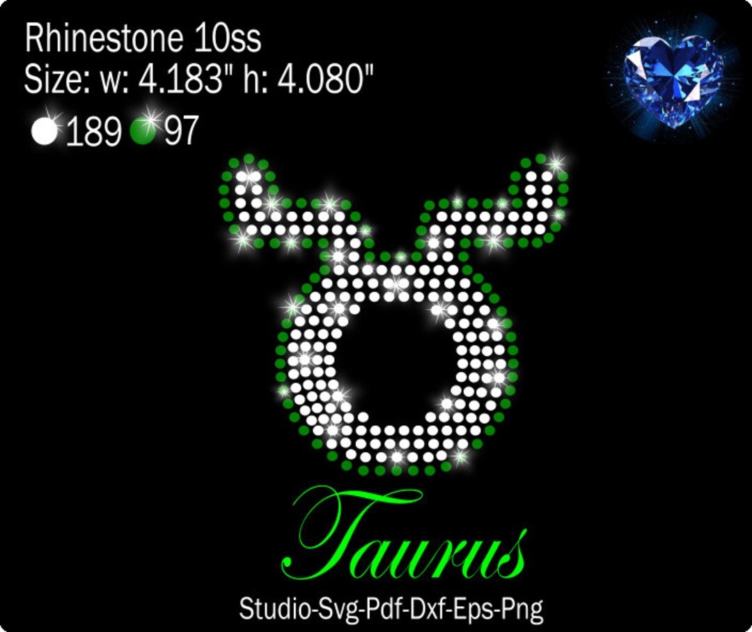Taurus Rhinestone, Taurus Svg, Taurus Template, Rhinestone Svg ...